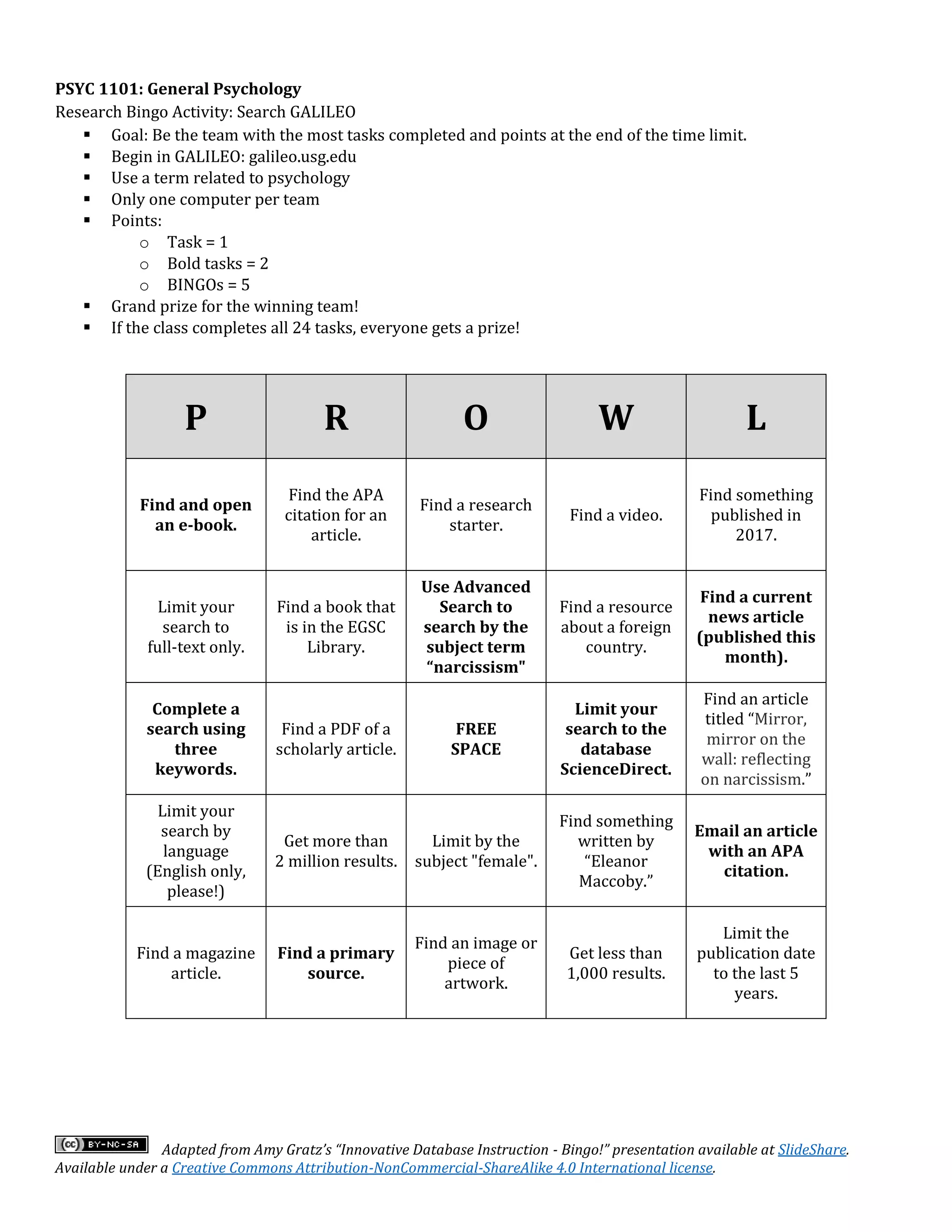 Big Talk From Small Libraries 2017 - PROWL the Library: Psychology | PDF