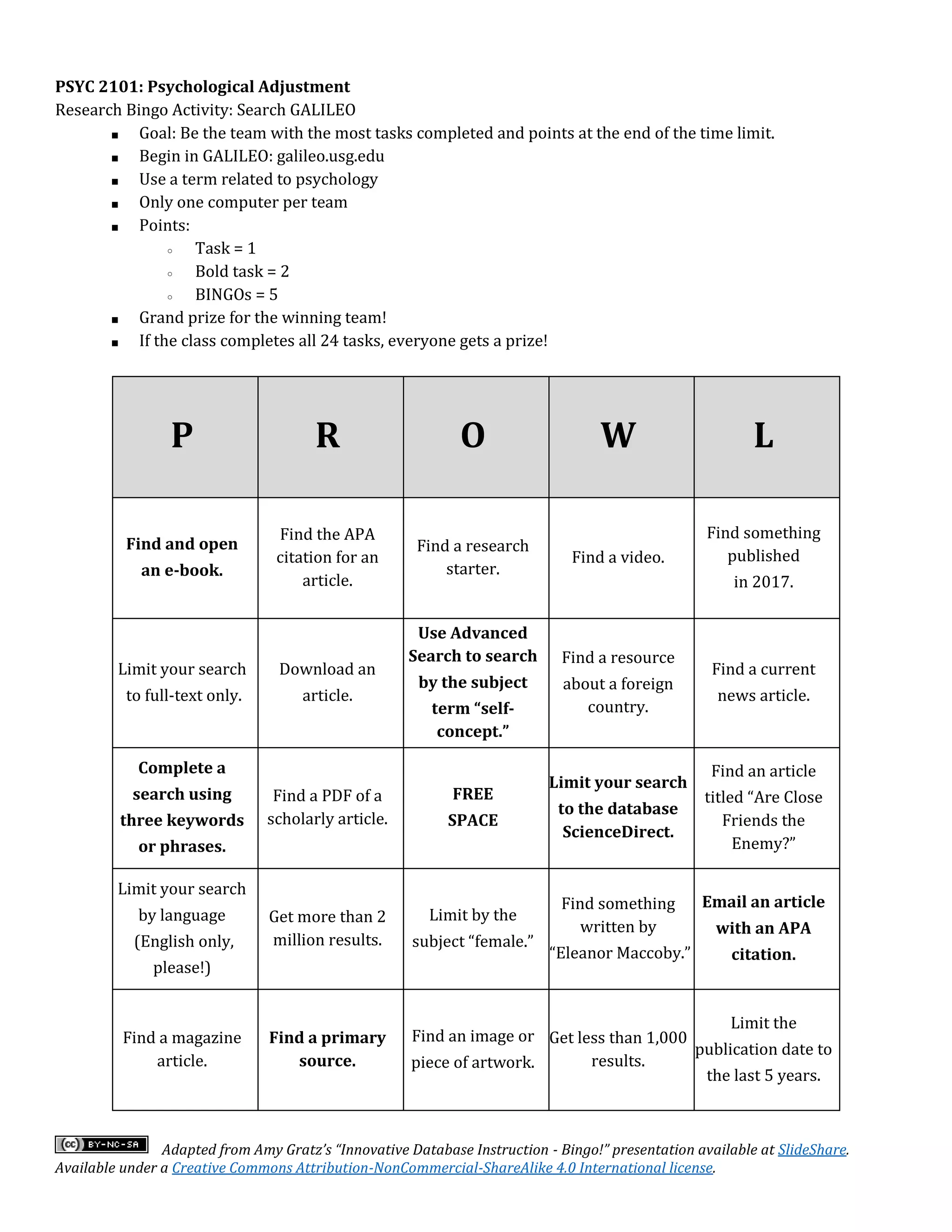Big Talk From Small Libraries 2017 - PROWL the Library: Psychology | PDF