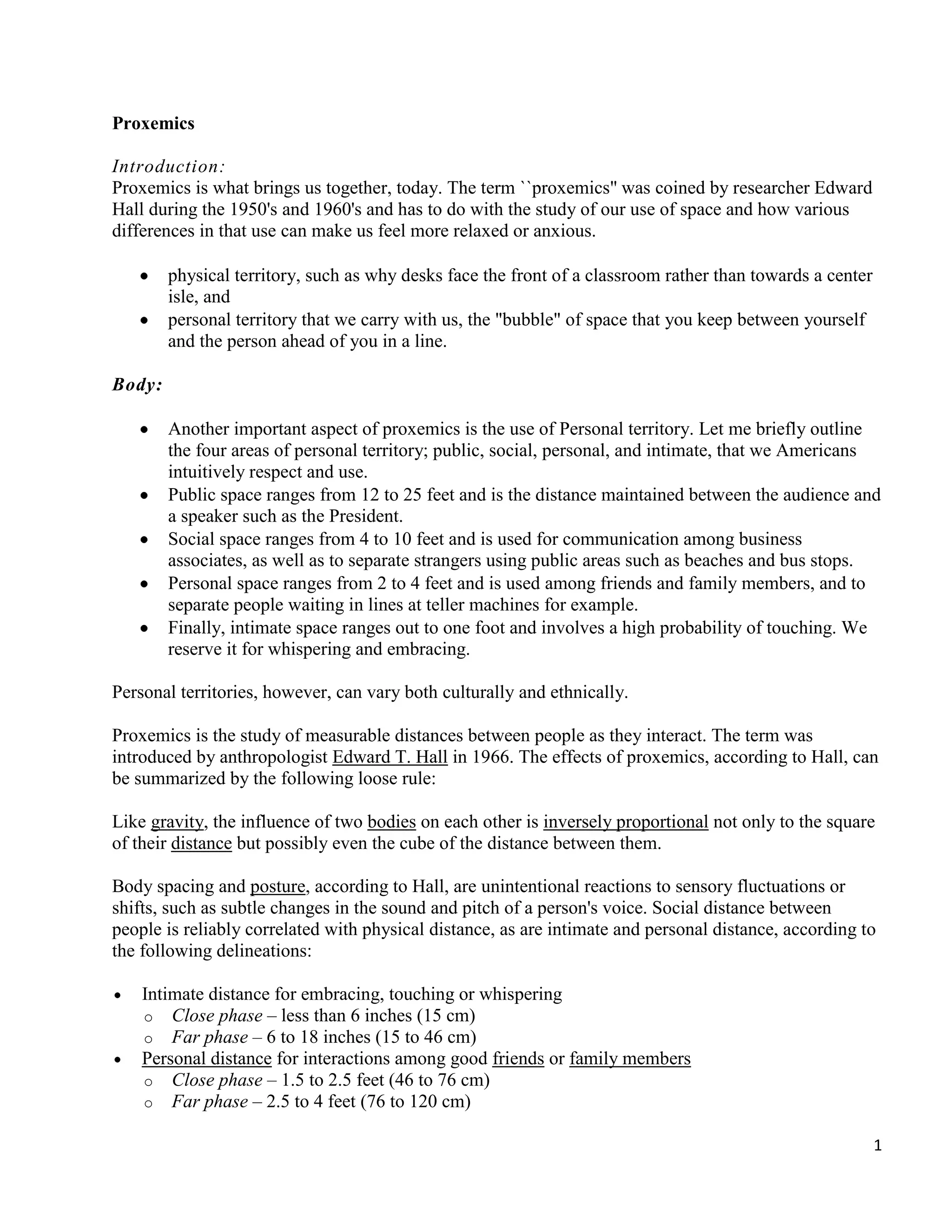 Proxemics | DOCX