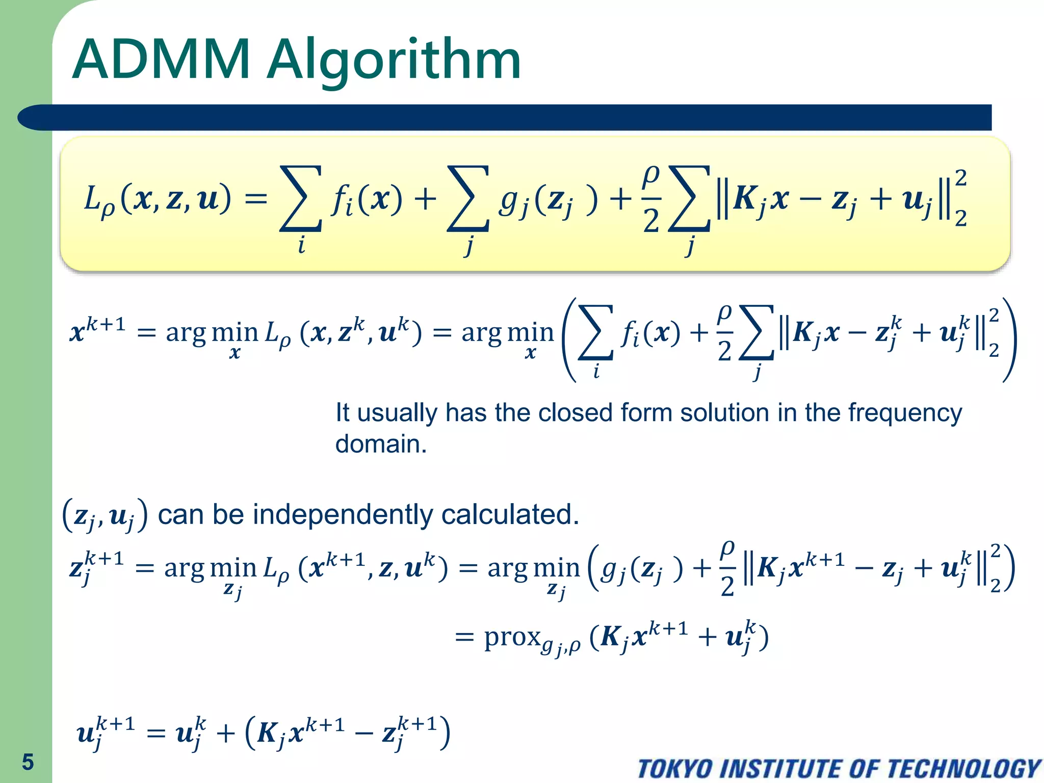 ADMM algorithm in ProxImaL | PPTX