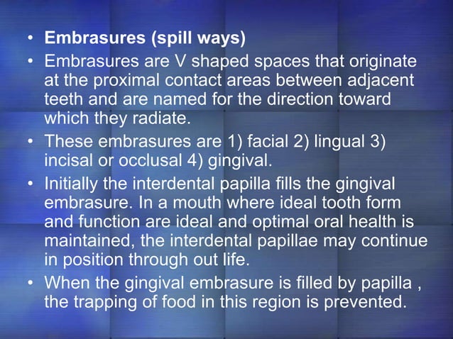 PROXIMAL CONTACTS AND CONTOURS | PPT | Dental Health | Diseases and ...