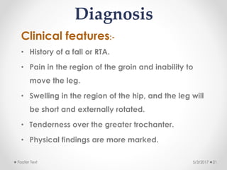 Proximal Femoral Neck and intertrochanteric fractures | PPT