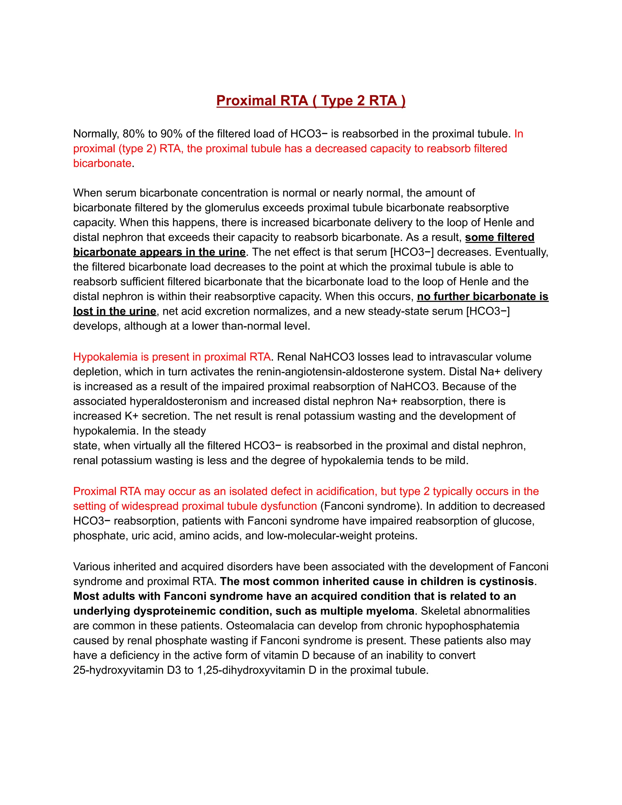 Proximal RTA ( Type 2 RTA ) - Important points.pdf | Blood Disorders ...