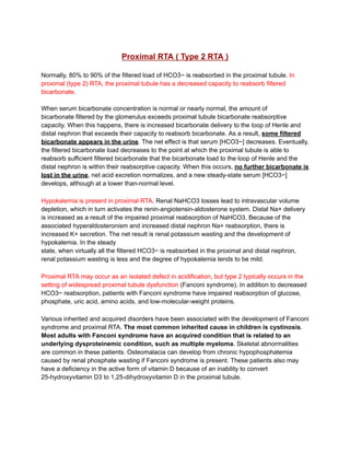 Proximal RTA ( Type 2 RTA ) - Important points.pdf | Blood Disorders ...