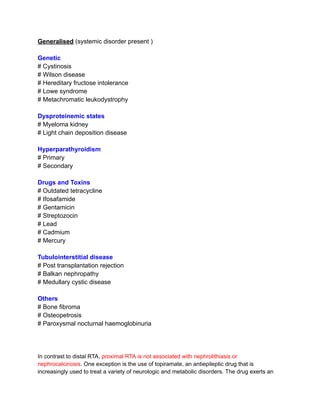 Proximal RTA ( Type 2 RTA ) - Important points.pdf | Blood Disorders ...