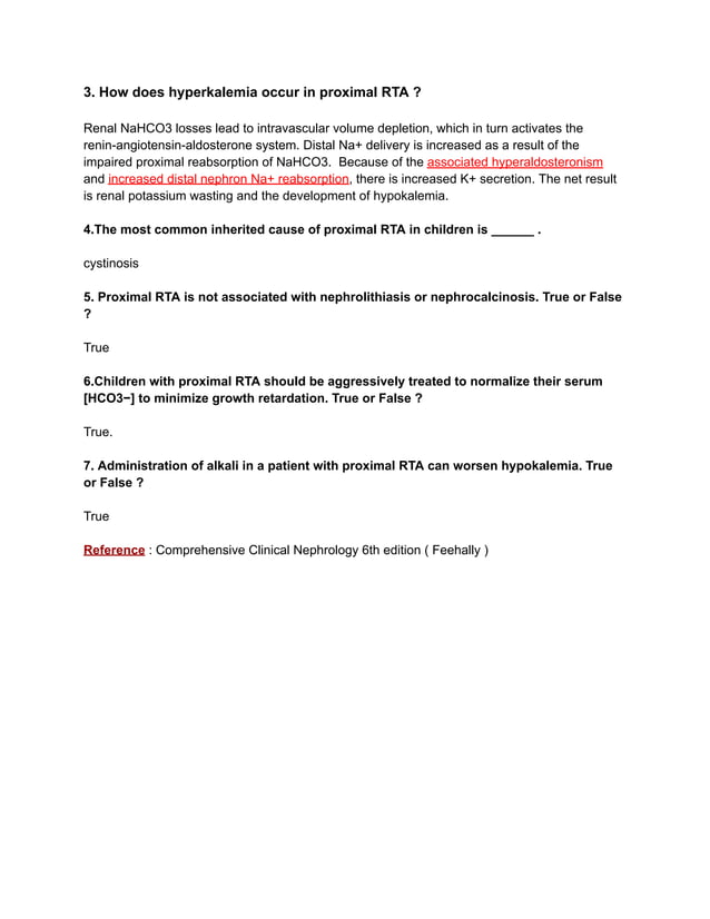 Proximal RTA ( Type 2 RTA ) - Important points.pdf | Blood Disorders ...