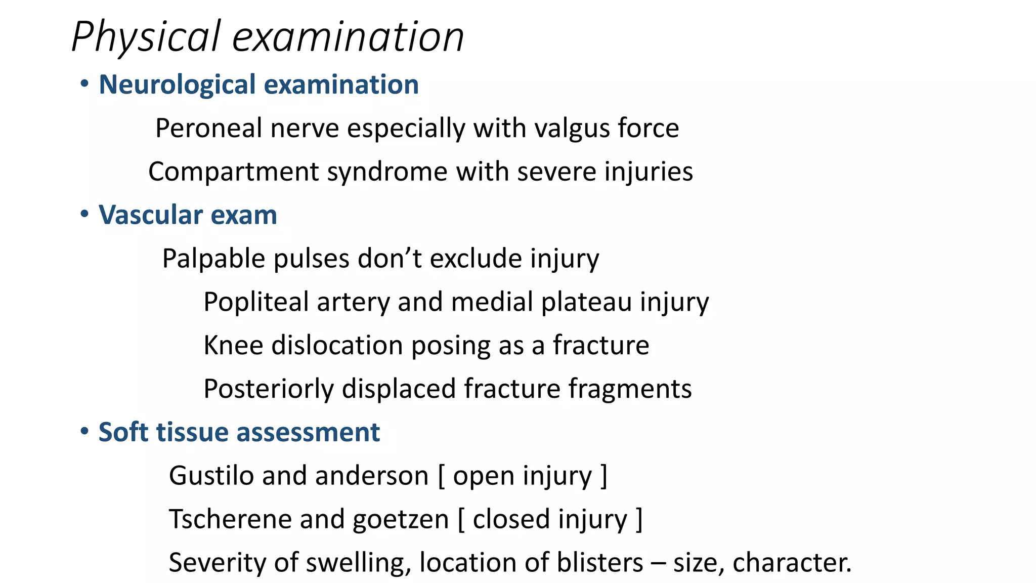Proximal tibia fractures(Plateau, spine ,Tubercle and Epiphyseal ) | PPT