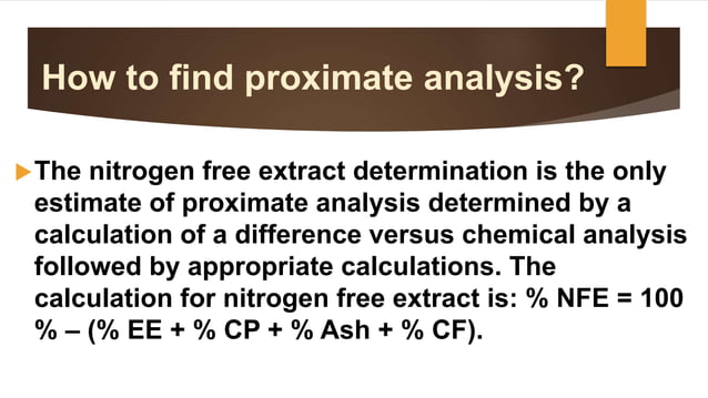 PROXIMATE ANALYSIS (content) ON FOOD.pptx | Chemistry | Science