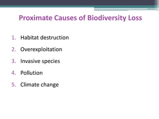 Proximate Causes of Biodiversity Loss | PPT