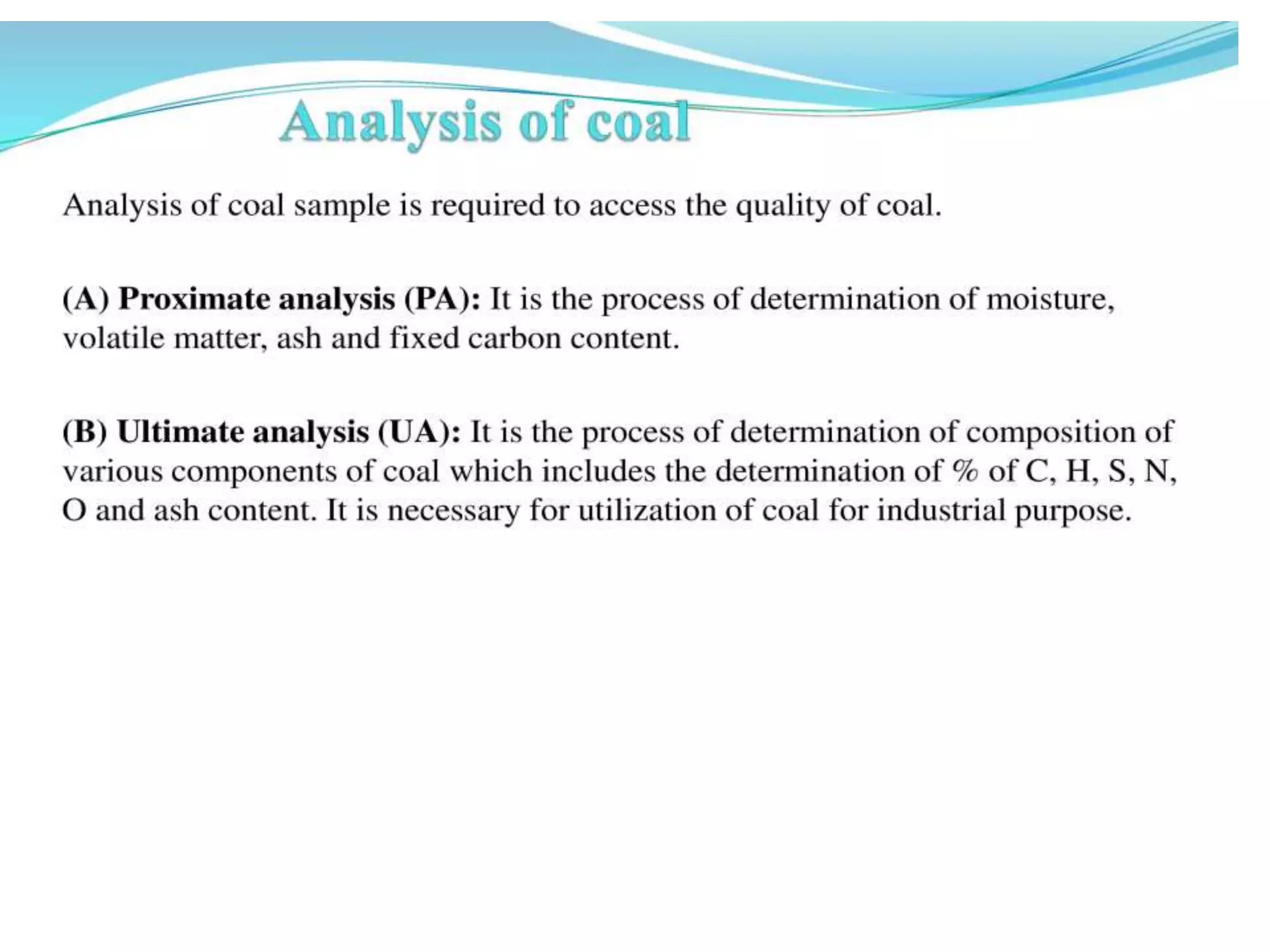 Proximate & ultimate analysis of coal | PPTX