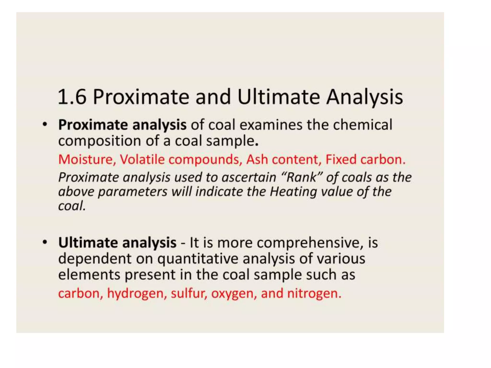 Proximate And Ultimate Analysis Of Coal Pptx Chemistry Science