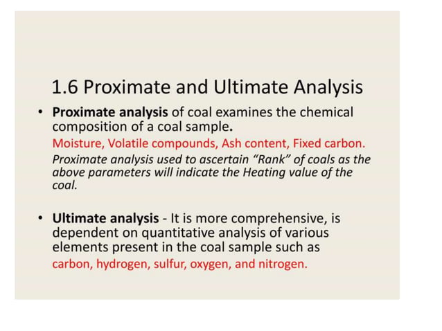Proximate & ultimate analysis of coal Proximate & ultimate analysis of coal