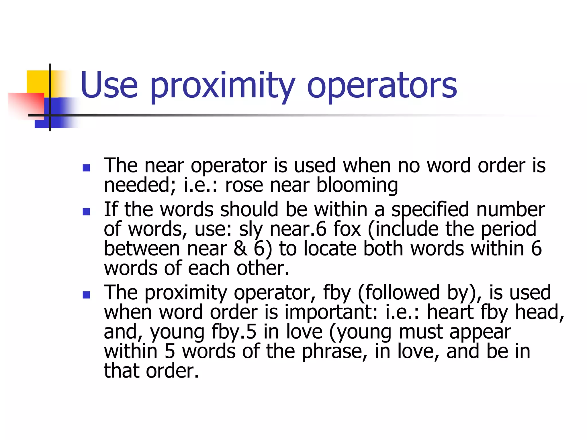 Proximity word and Reserved word | PPT | Free Download