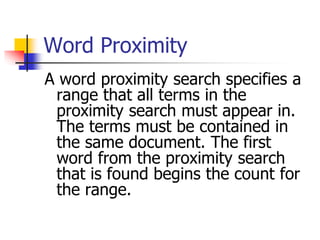 Proximity word and Reserved word | PPTX