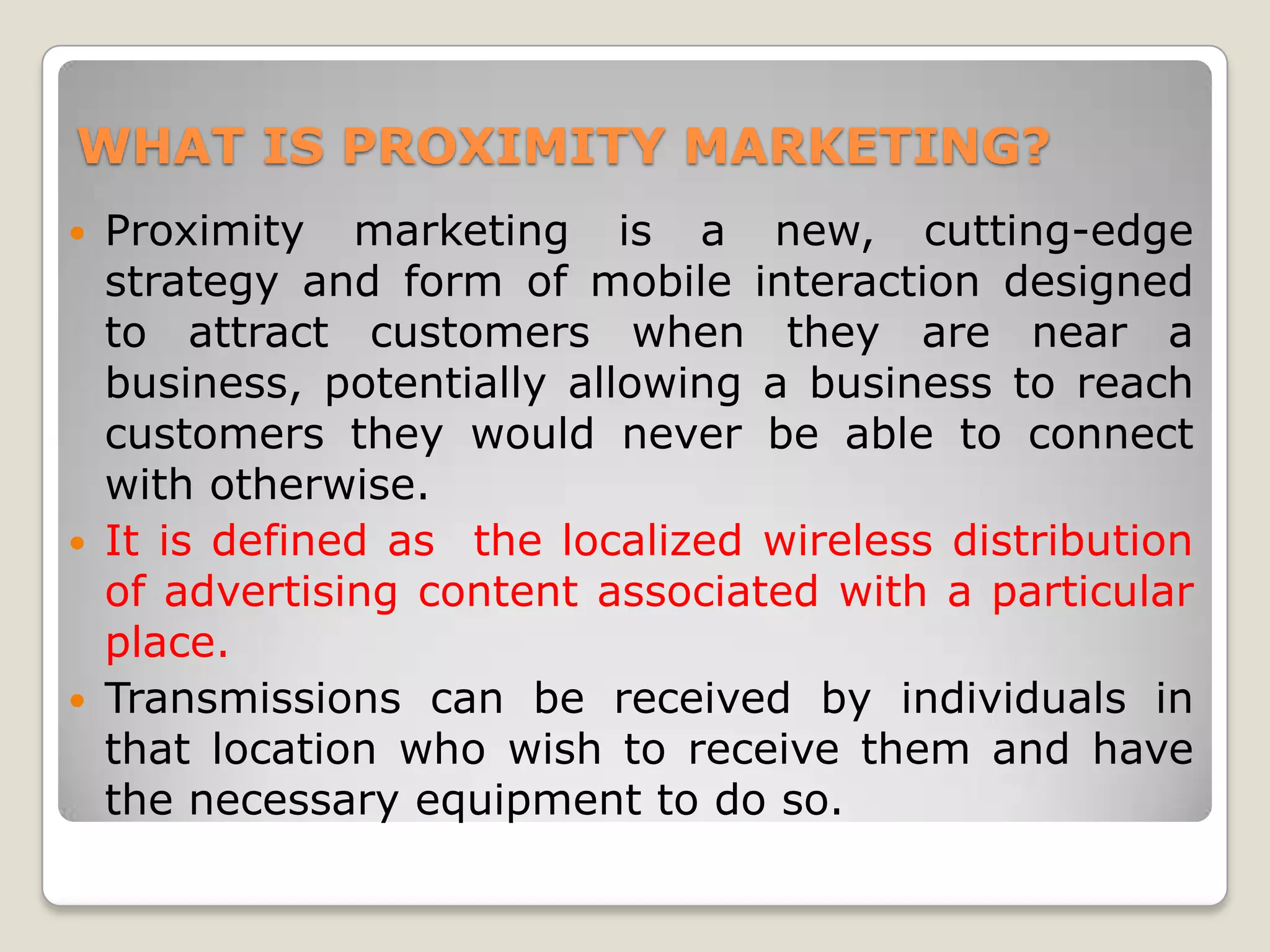 Proximity marketing | PPTX