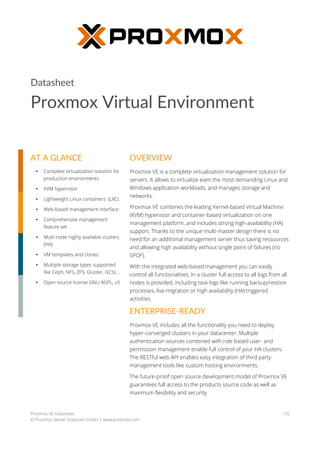Proxmox ve-datasheet | PDF