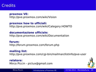 Proxmox Ve - Introduzione - MontelLUG Cs2011 | PDF
