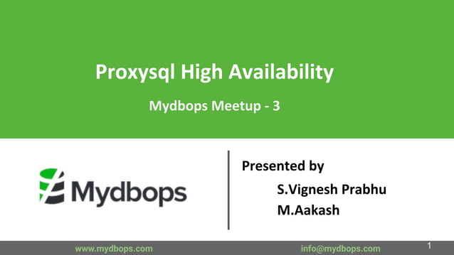 ProxySQL High Availability (Clustering) | PPT