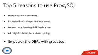 Proxysql use case scenarios hl++ 2017 | PPT