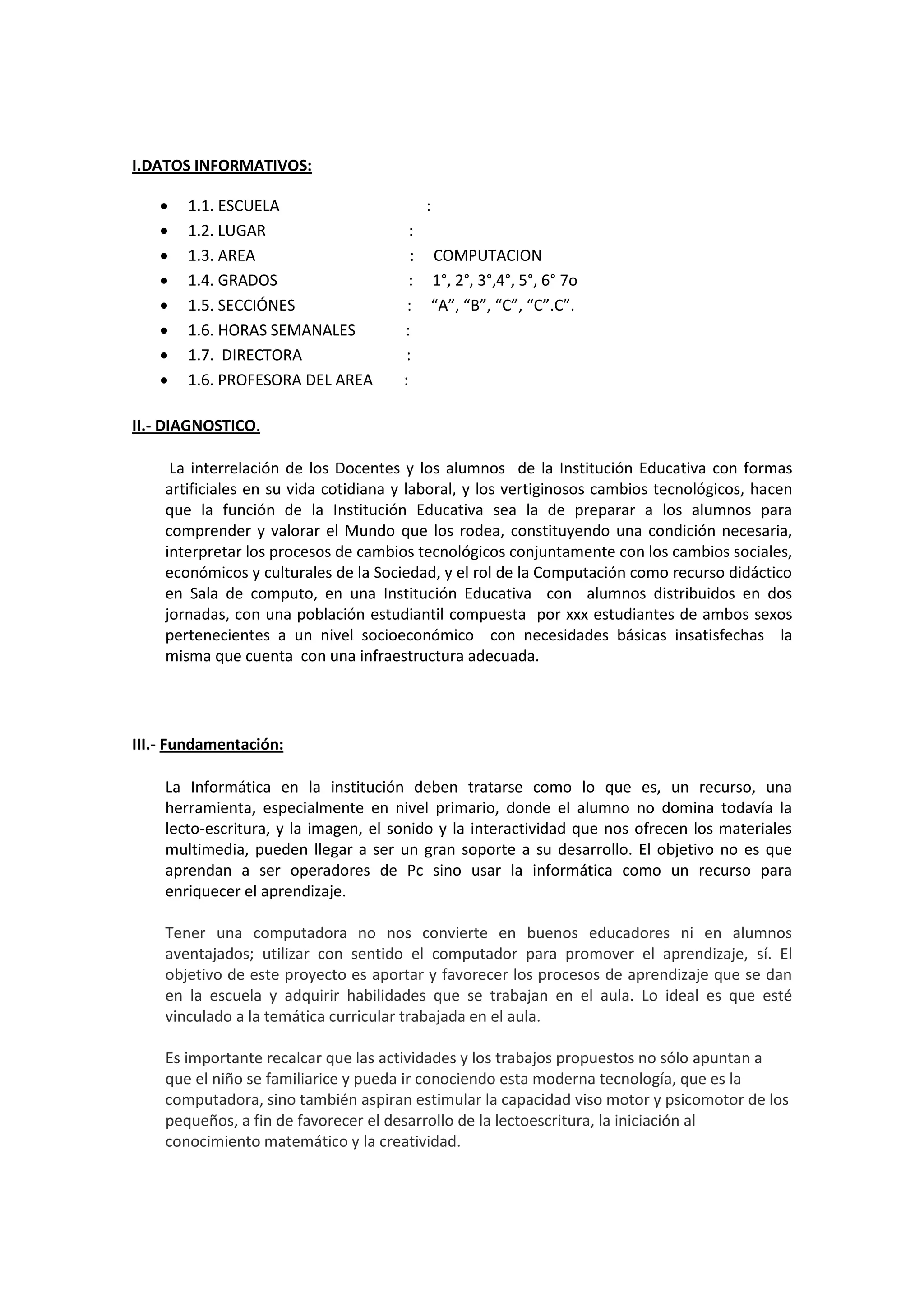 Proyecto de-computacion-para-educacion-primaria | PDF