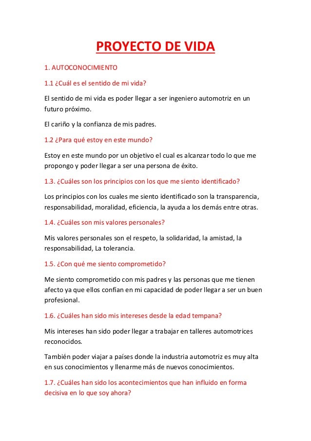Proyecto De Vida Pdf