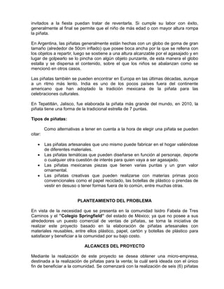 PROYECTO-ELABORACION DE PIÑATAS CON MATERIAL RECICLADO PARA SU ...