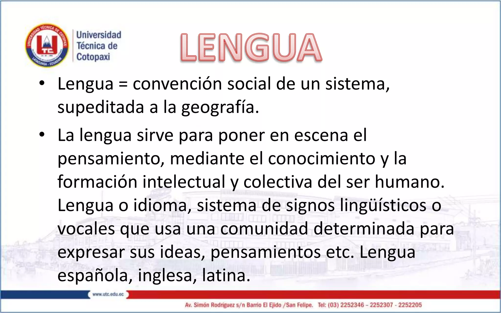 Unidad 2 EL lenguaje y la Lengua | PPTX | Technology & Computing