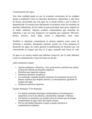Proyecto ambiental Contaminacion del Agua | PDF