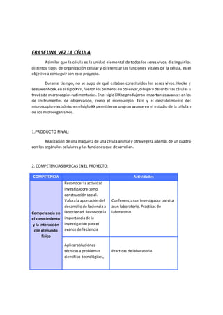 Proyecto celula trabajo | DOCX