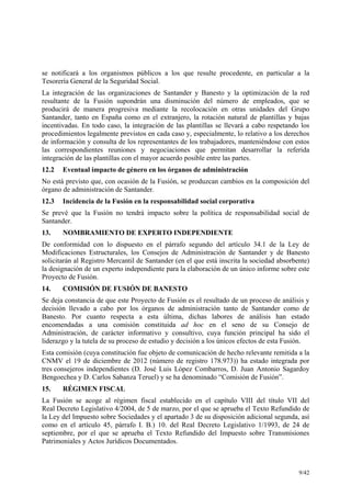 Proyecto común de fusión Santander - Banesto | PDF