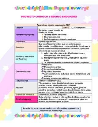 PROYECTO CONOZCO Y REGULO EMOCIONES primarias | PDF