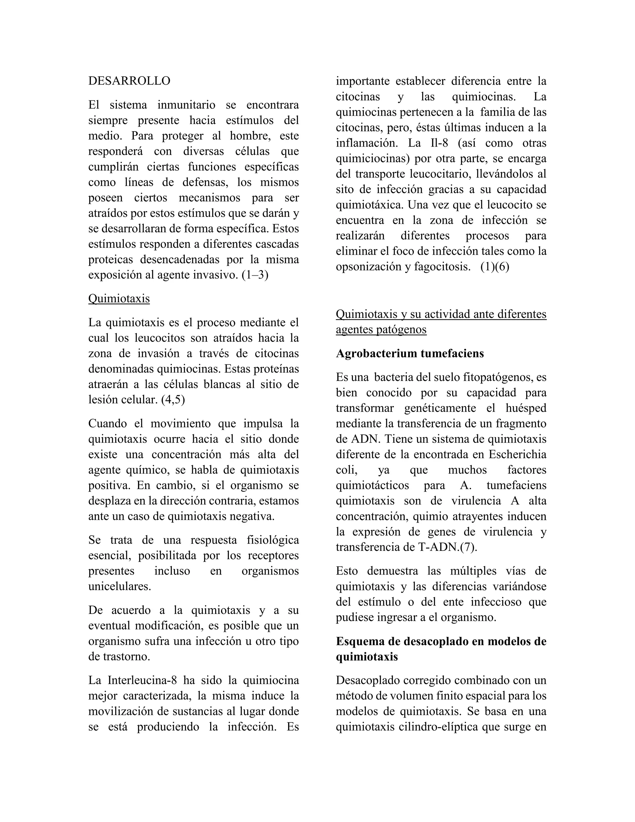 Quimiotaxis y su implicación en diferentes procesos fisiológicos y ...