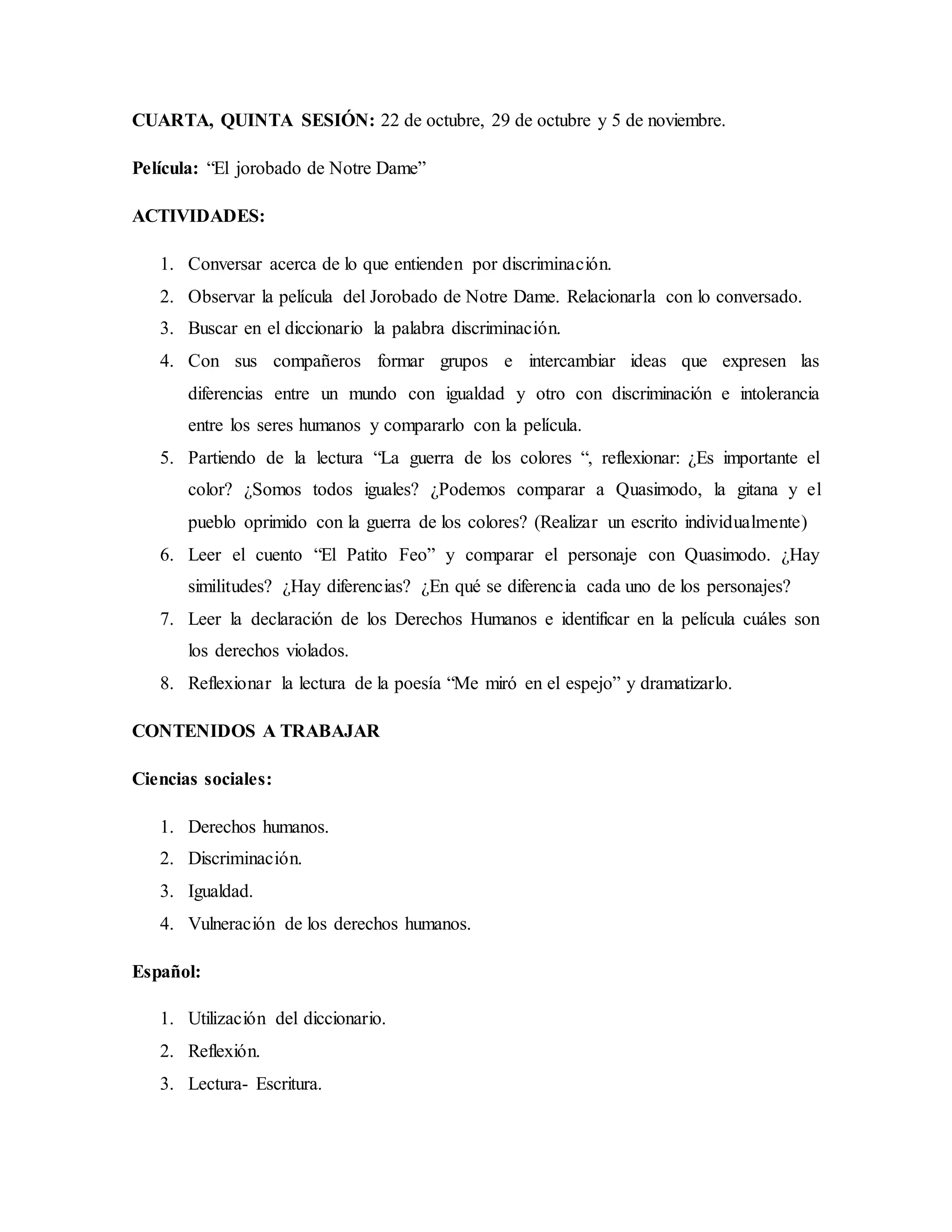 Cine, lectura, escritura y algo mas. | DOCX | Family/Children | Genres