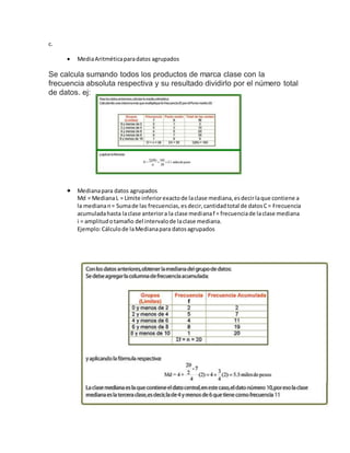 medidas de tendencia central para datos no agrupados y datos agrupados ...