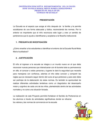 PROYECTO DE AULA TIC - CONOZCO MI ESCUELA | PDF