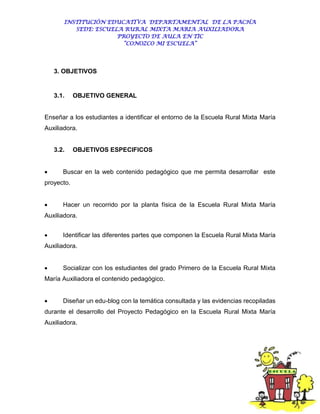 PROYECTO DE AULA TIC - CONOZCO MI ESCUELA | PDF