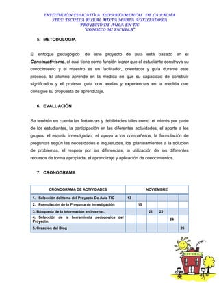 PROYECTO DE AULA TIC - CONOZCO MI ESCUELA | PDF