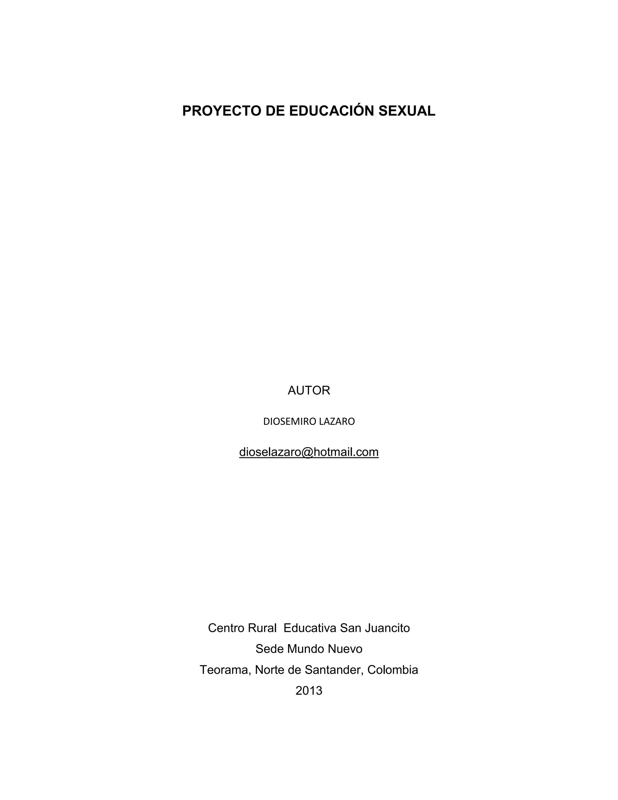 Proyecto De Educacion Sexual Pdf
