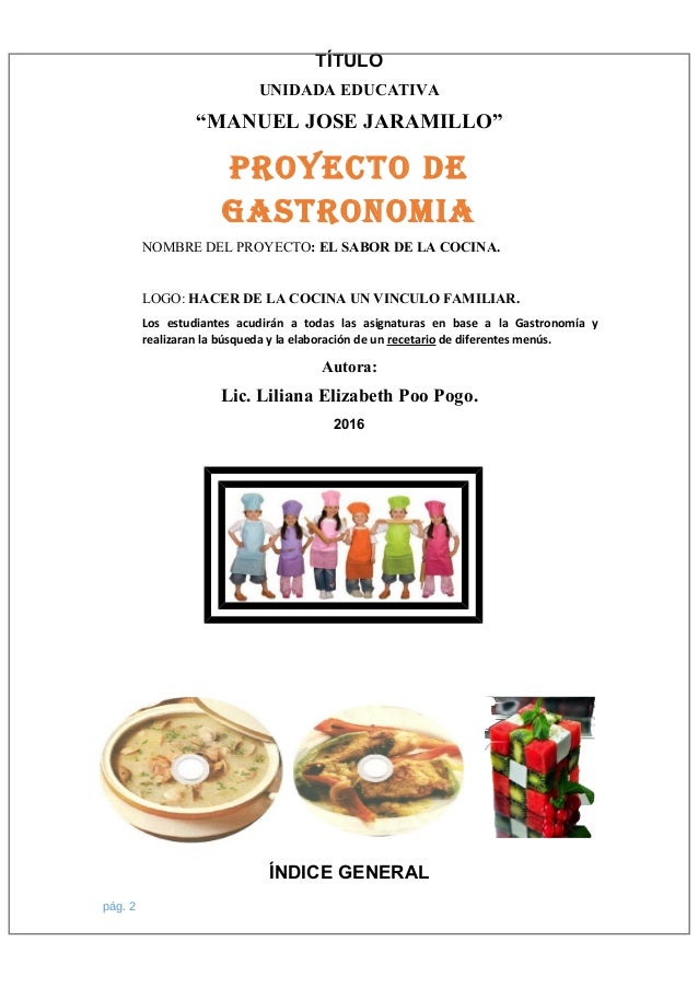 Proyecto de gastronomía 2016