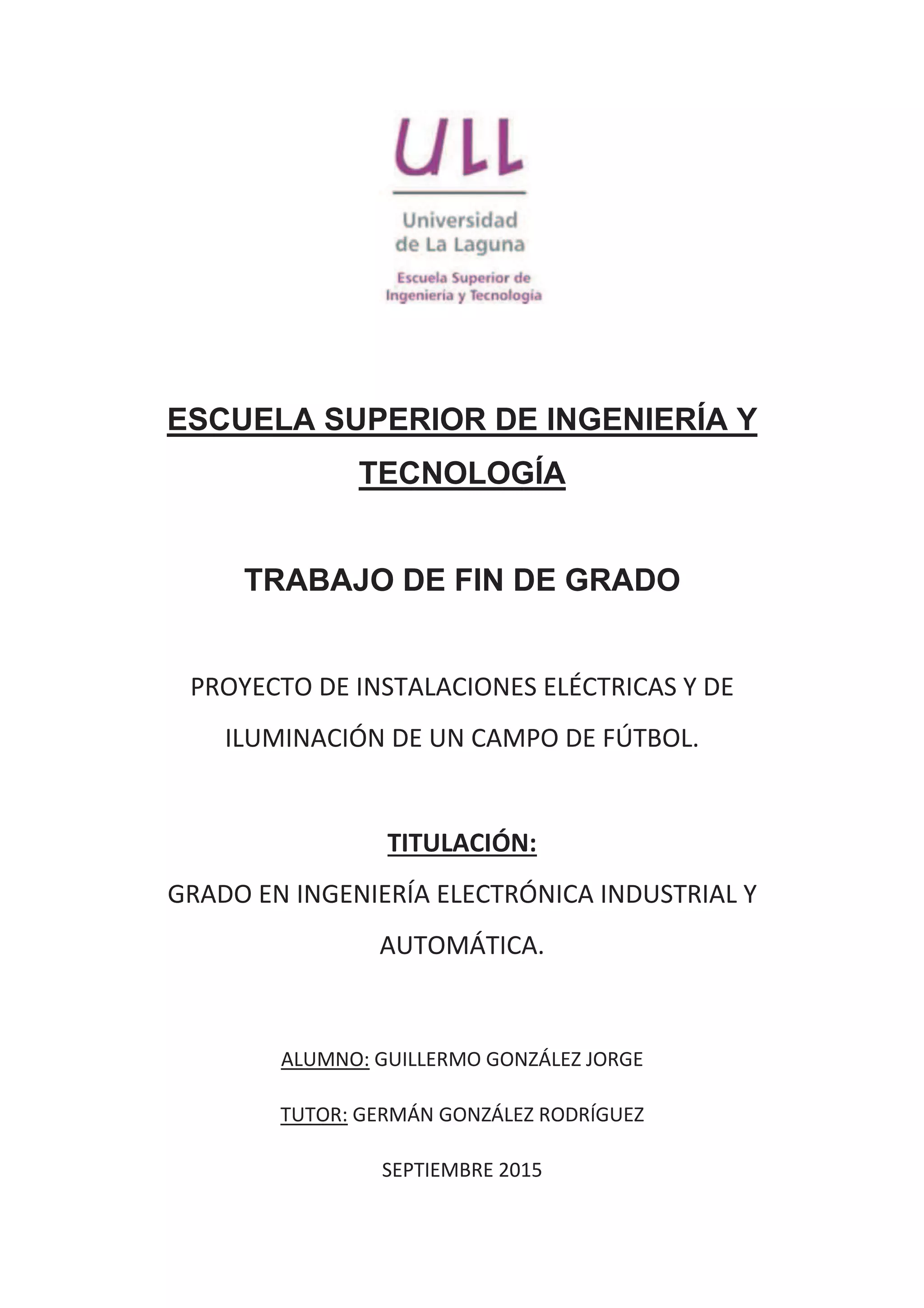 Proyecto de instalaciones electricas y de iluminacion de un campo de ...