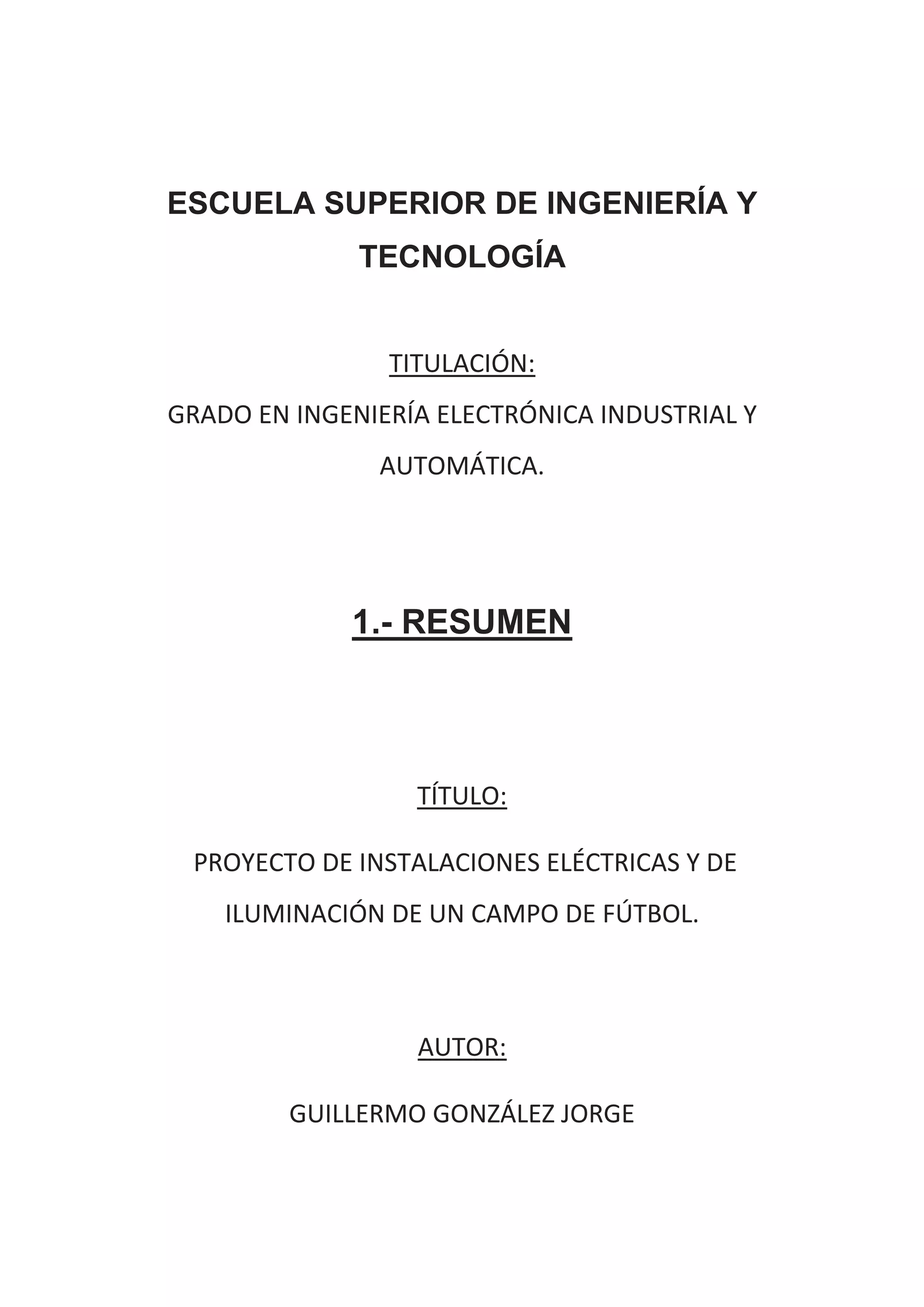 Proyecto de instalaciones electricas y de iluminacion de un campo de ...