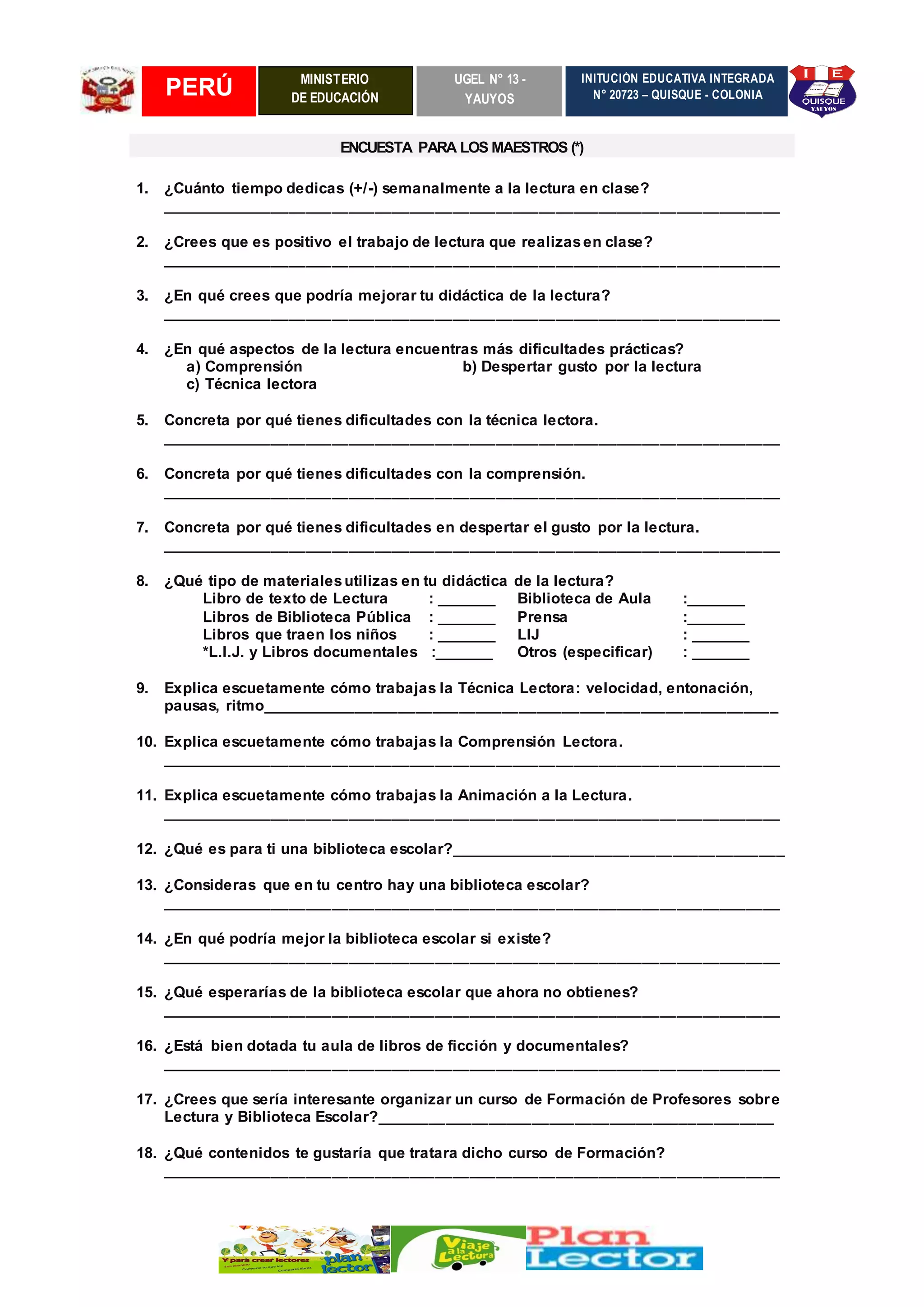 Proyecto de plan lector 2015 q | DOCX