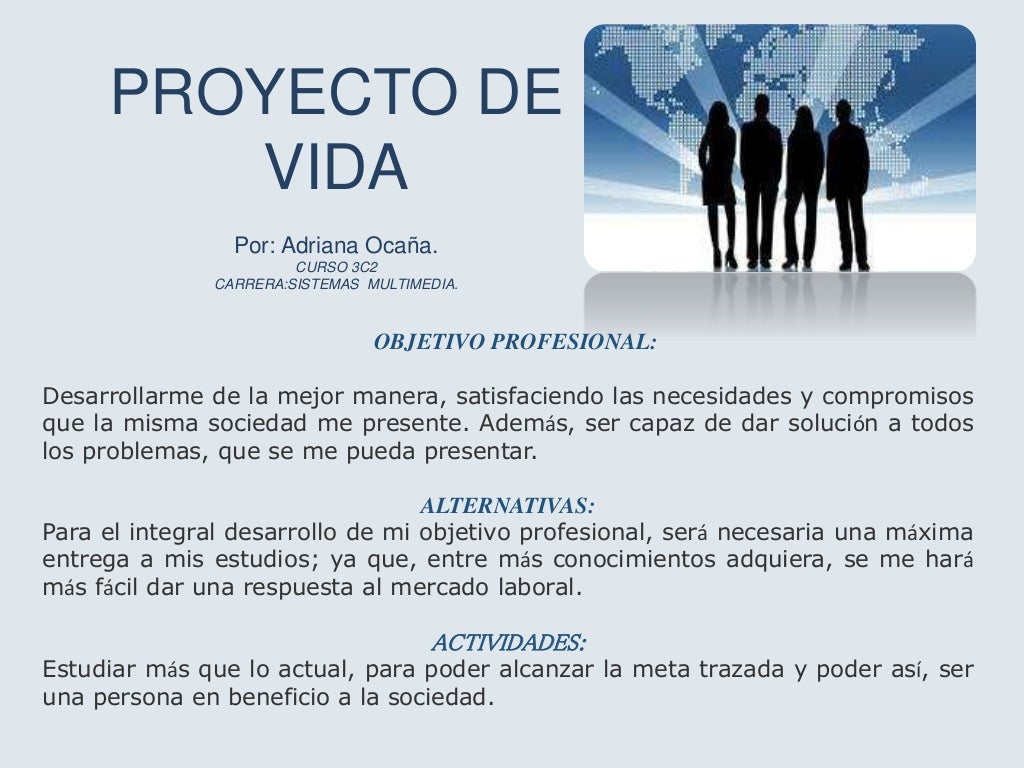 Ejemplos De Proyecto De Vida Profesional Image To U