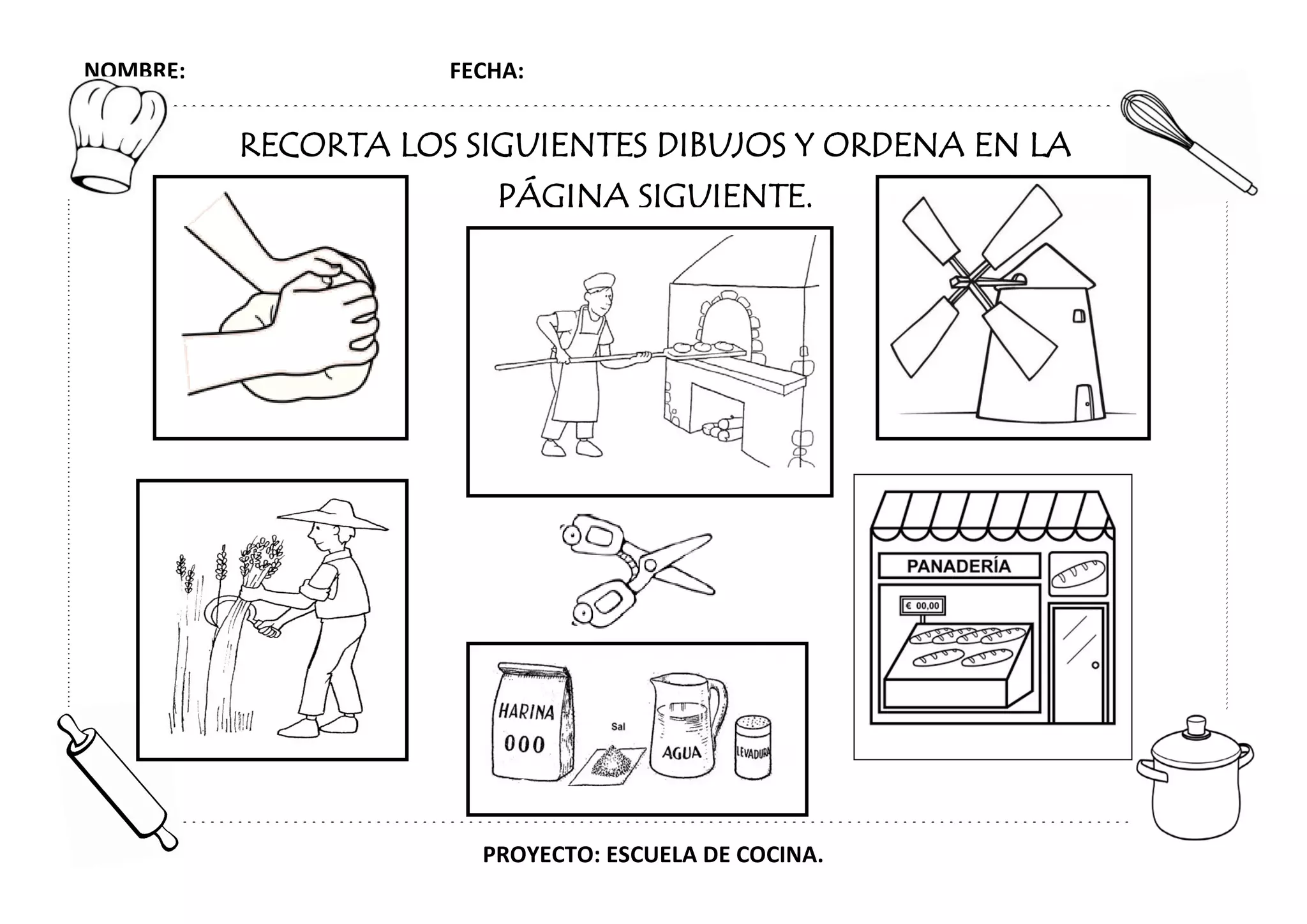 Proyecto "Escuela de cocina", fichas y otros recursos | PDF
