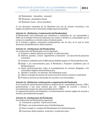 Borrador Estatuto Autonómico de Charagua | DOC