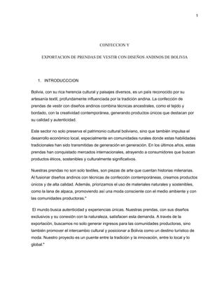 confeccion y exportacion de prendas de vestir con diseños andinos de ...