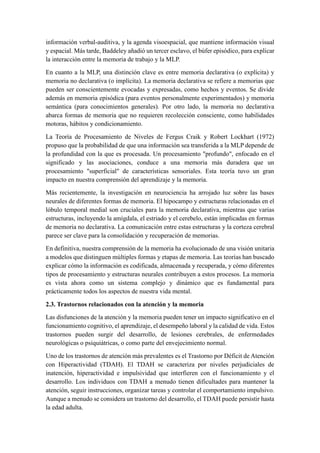 Esanyo de la Memoria y Atención en psicologia. | DOCX