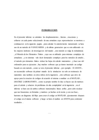 CALCULO DE LOS ESFUERZOS Y REACCIONES EN CADA ZONA DE UNA ESTRUCTURA ...