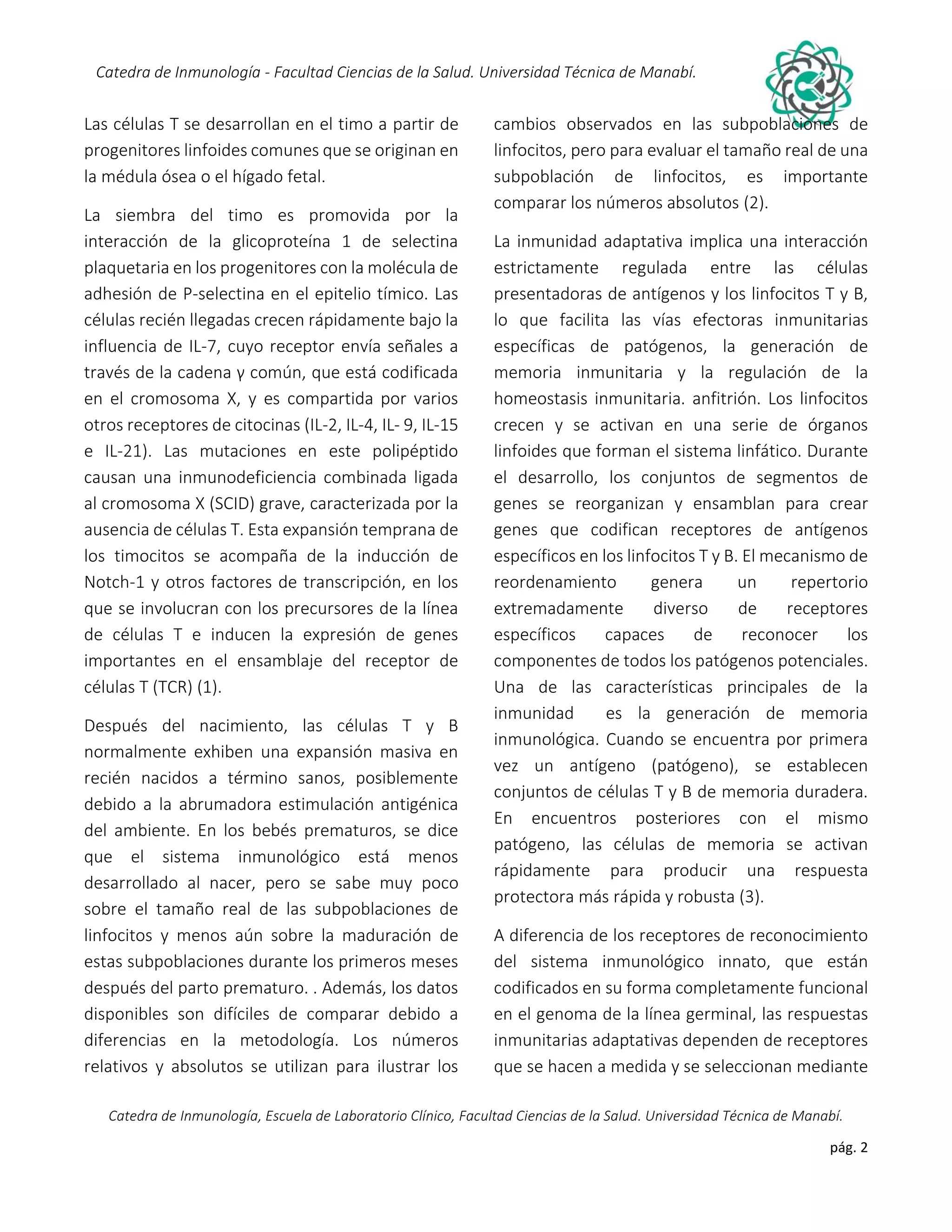 Desarrollo Del Linfocito Y Reordenamiento Del Gen Del Receptor Para El