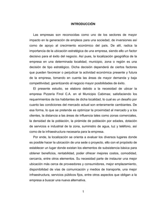 Proyecto de Planta Física para la Pizzería Finol C.A. | PDF